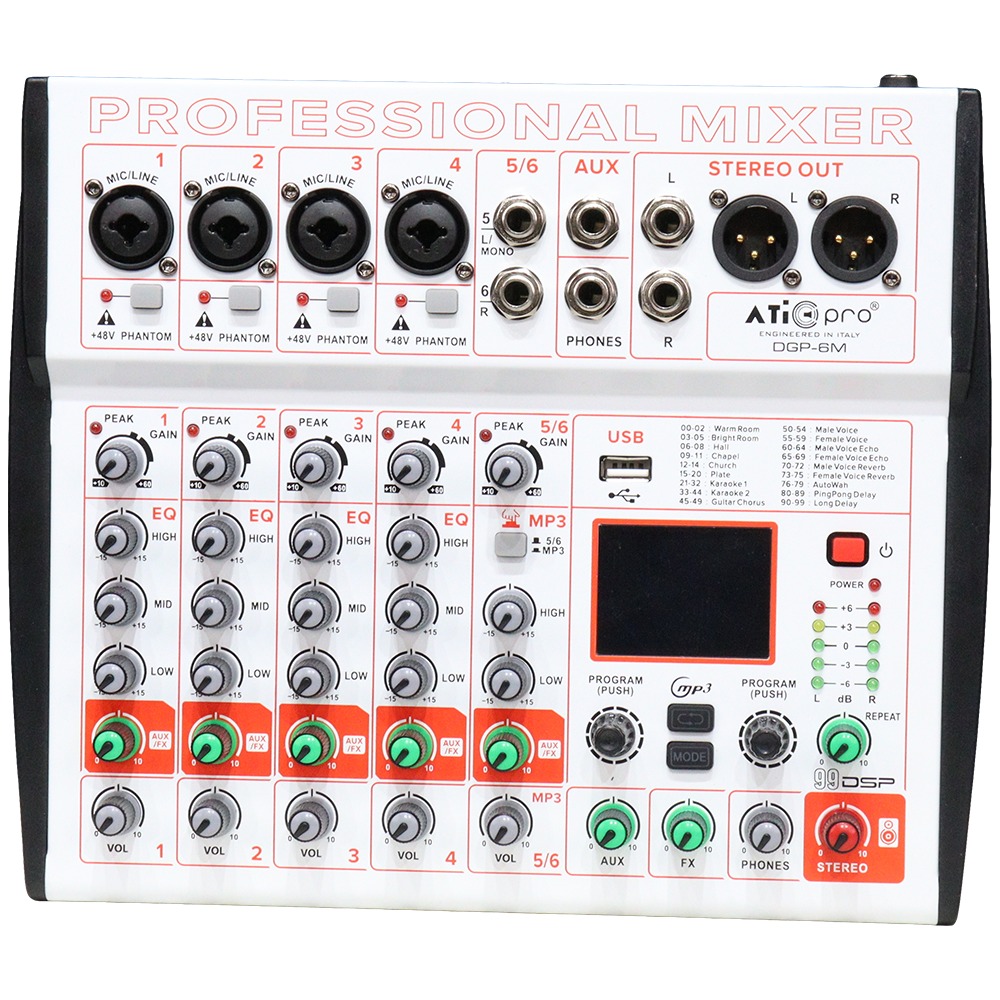 6 CHANNEL LIVE MIXER DGP 6 M - Atipro Audio
